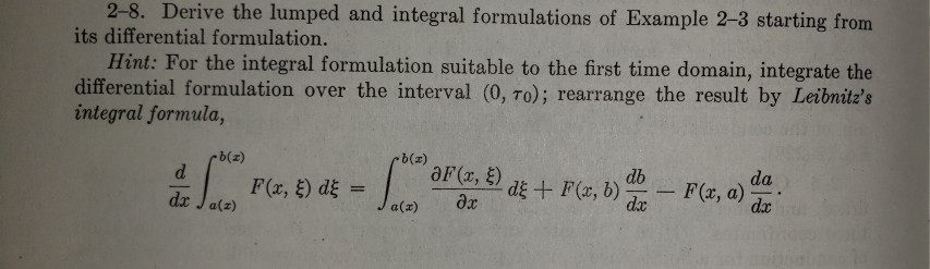 2-8. Derive the lumped and integral formulations of | Chegg.com