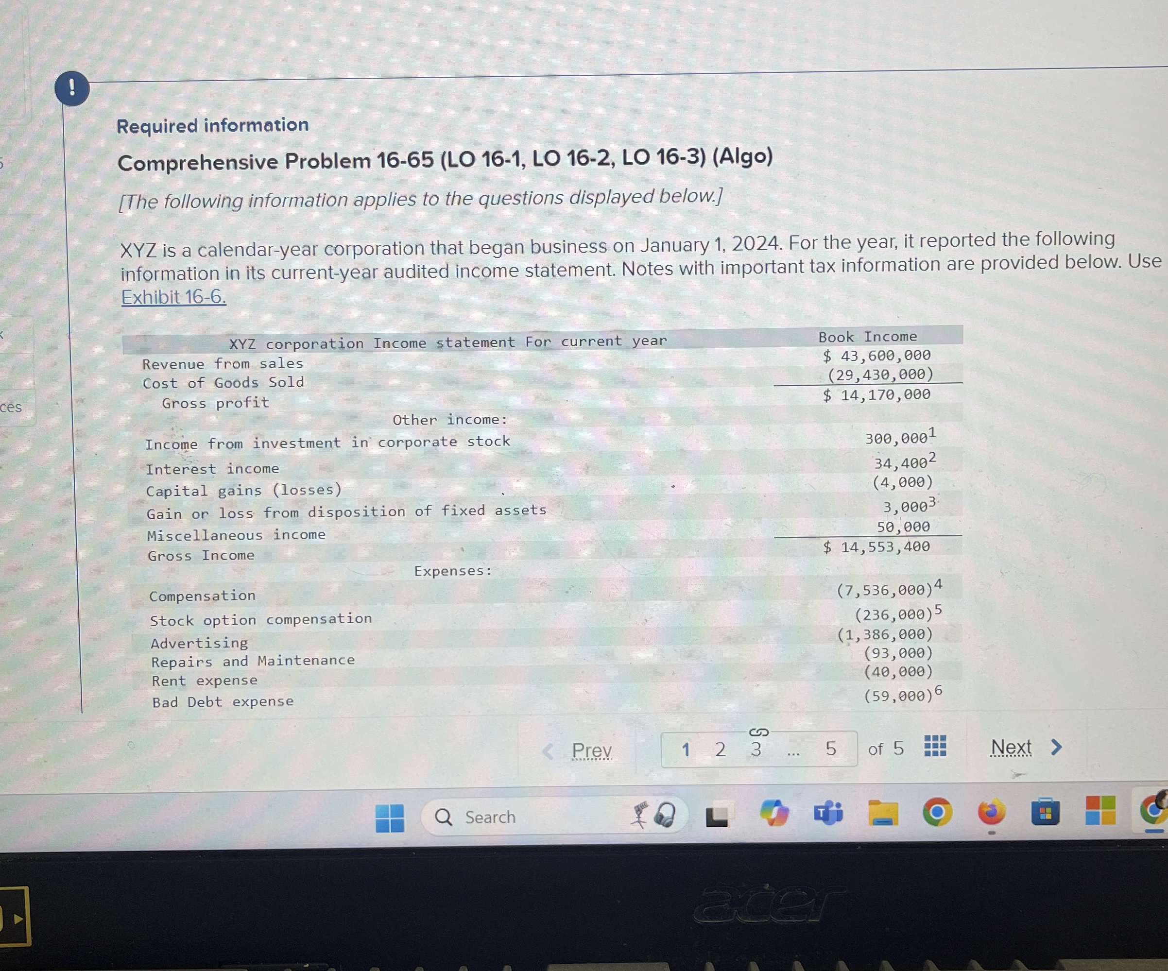 Solved Required informationComprehensive Problem 16-65 (LO | Chegg.com