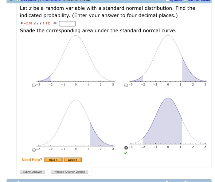 Solved Sketch the area under the standard normal curve over | Chegg.com