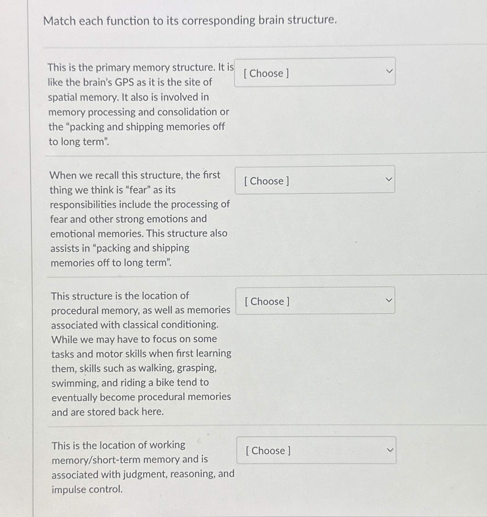 Solved Match each function to its corresponding brain | Chegg.com