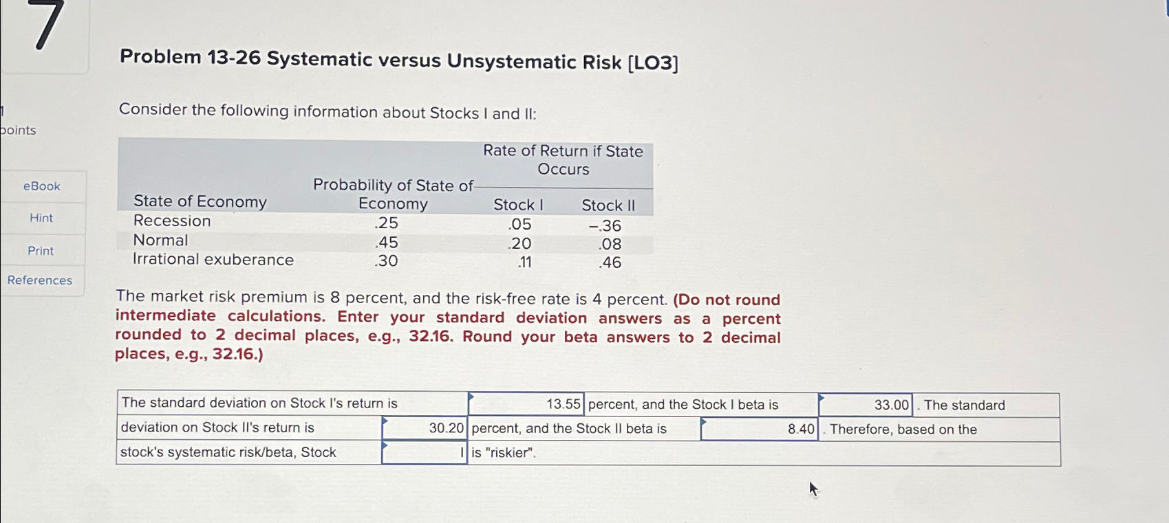 Solved Problem 13-26 ﻿Systematic versus Unsystematic Risk | Chegg.com