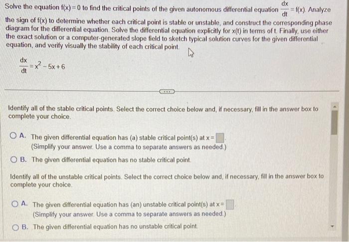 Solved Solve the equation f(x)=0 to find the critical points | Chegg.com