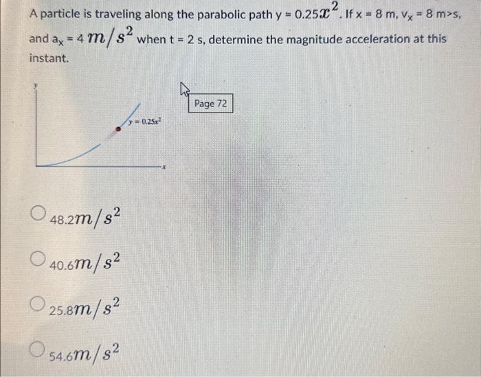 Solved A particle is traveling along the parabolic path | Chegg.com
