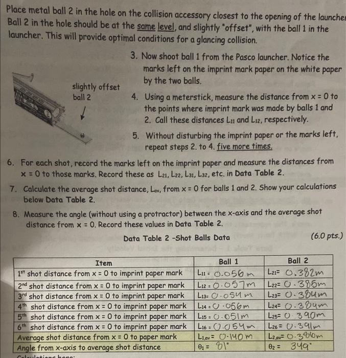 Data Table 1 - Determining the Initial Velocity | Chegg.com