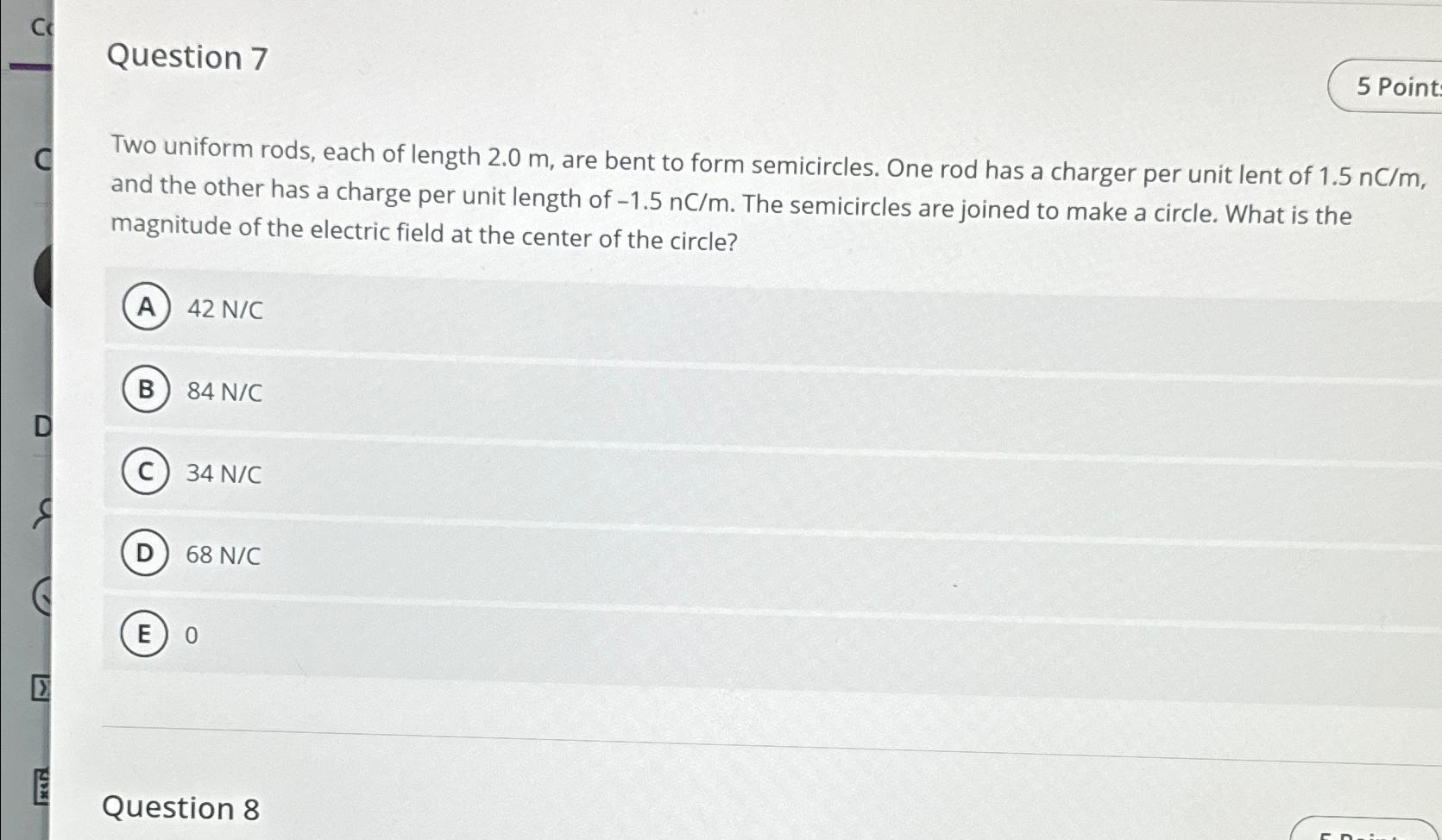 Solved CQuestion 7Two uniform rods, each of length 2.0m, | Chegg.com