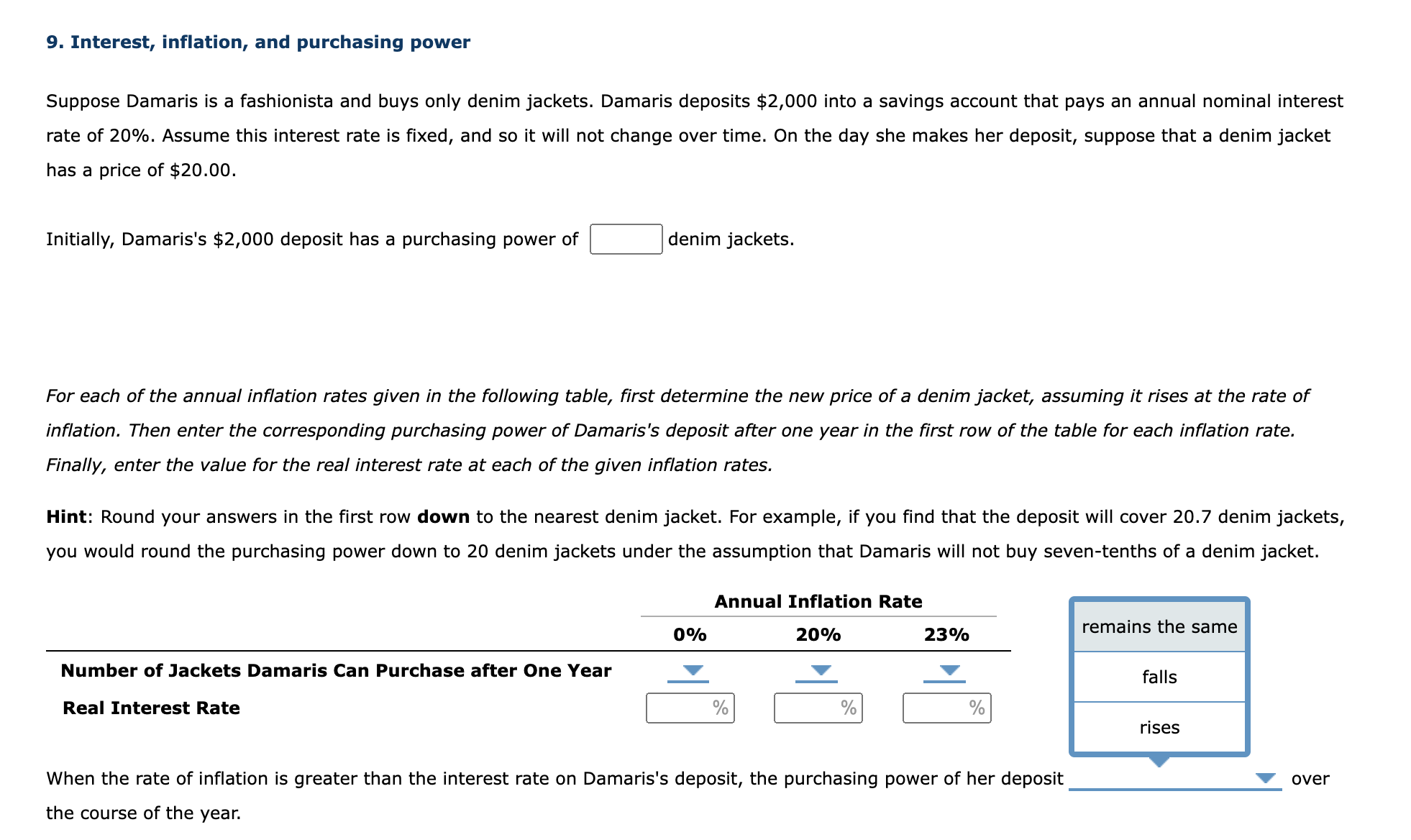 Solved 9. ﻿Interest, inflation, and purchasing power Suppose | Chegg.com