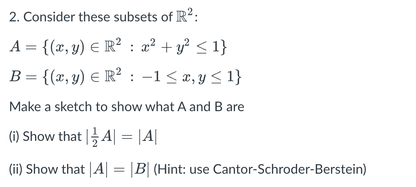 Consider these subsets of R2 | Chegg.com