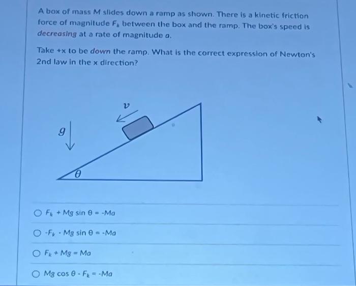 Solved A box of mass M slides down a ramp as shown. There is | Chegg.com