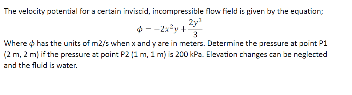 Solved The velocity potential for a certain inviscid, | Chegg.com