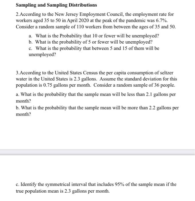 Solved Sampling and Sampling Distributions 2.According to | Chegg.com