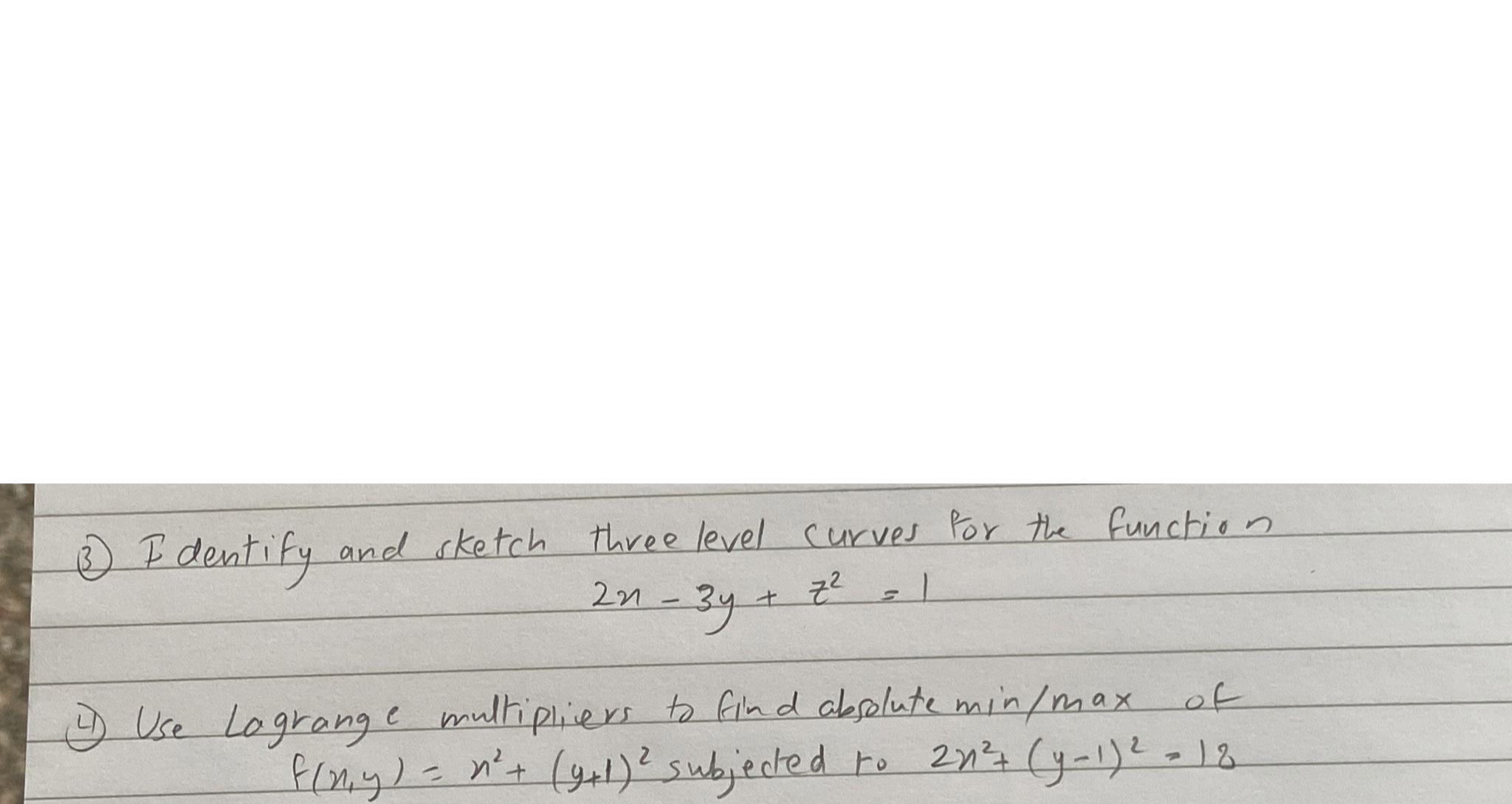 Solved (3) ﻿Fdentify and sketch three level curves for the | Chegg.com