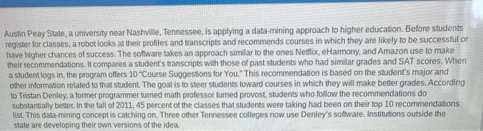 Solved Austin Peay State, a university near Nashville, | Chegg.com