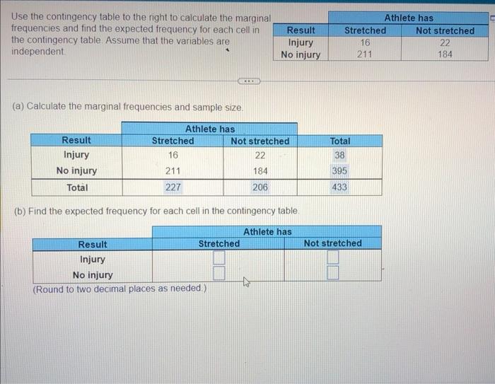 Solved Use the contingency table to the right to calculate | Chegg.com Solved Use the contingency table to the right to calculate | Chegg.com