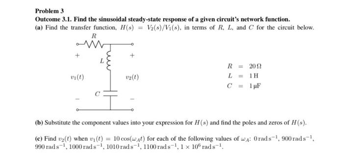 Solved Outcome 3.1. Find the sinusoidal steady-state | Chegg.com