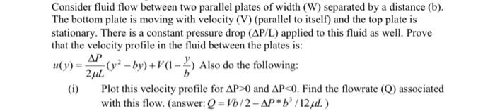 Solved Consider fluid flow between two parallel plates of | Chegg.com