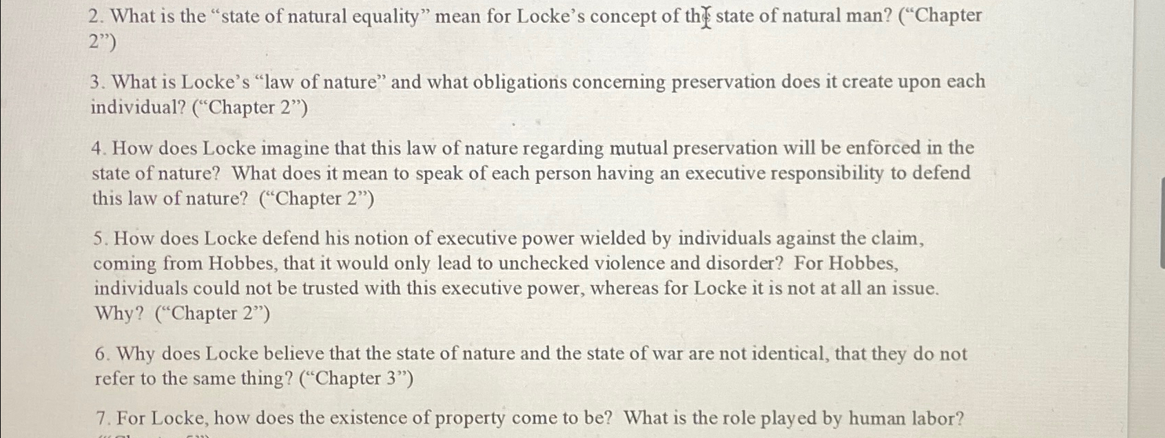 Solved What is the "state of natural equality" mean for | Chegg.com