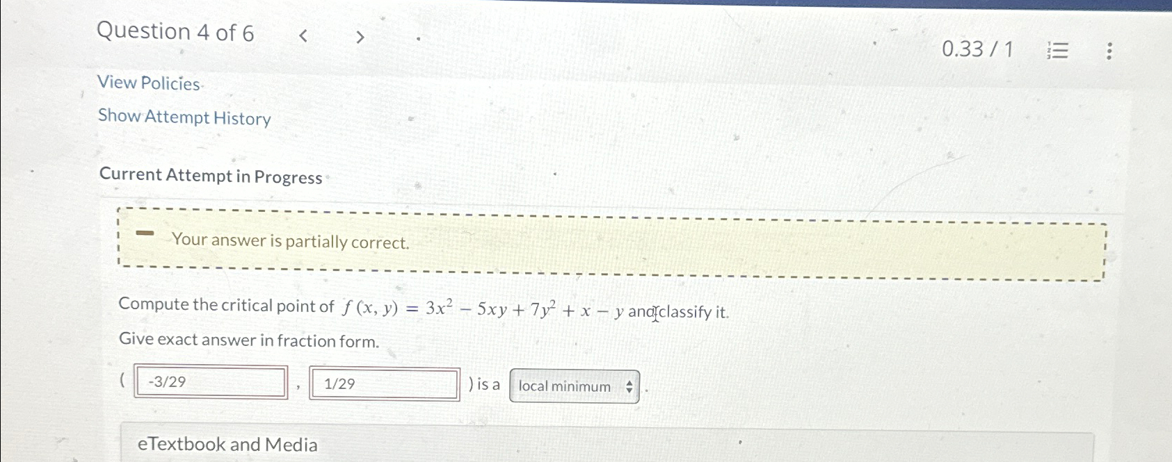 Solved Question 4 ﻿of 6View Policies.Show Attempt | Chegg.com