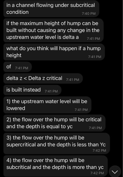 Solved in a channel flowing under subcritical condition 7:40 | Chegg.com