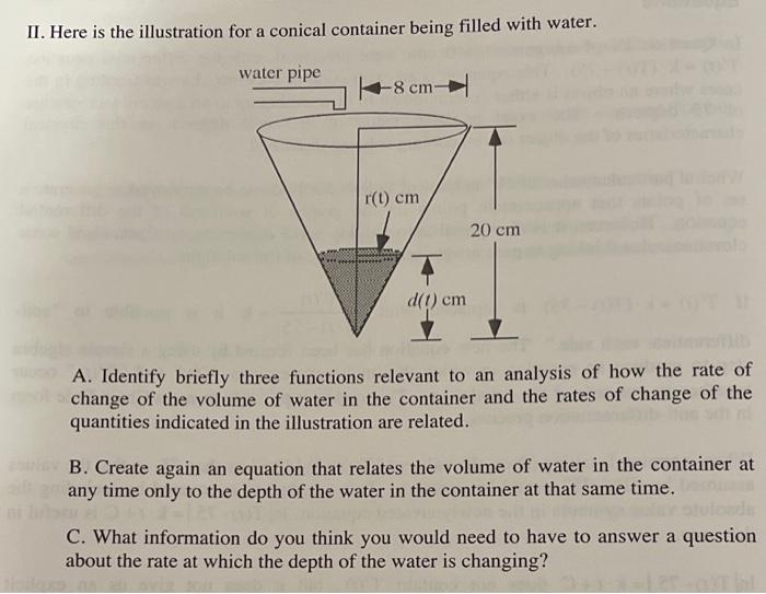 Solved II. Here is the illustration for a conical container | Chegg.com