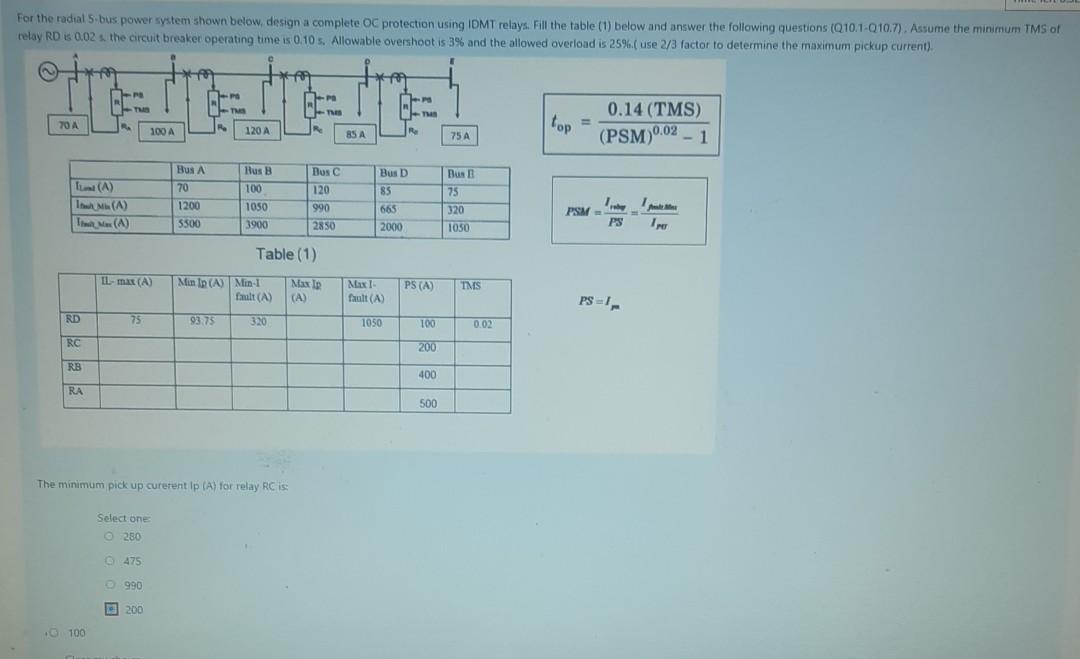 Solved For the radial 5-bus power system shown below, design | Chegg.com