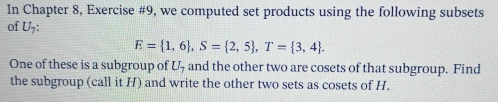 Solved In Chapter 8, ﻿Exercise #9, ﻿we computed set products | Chegg.com
