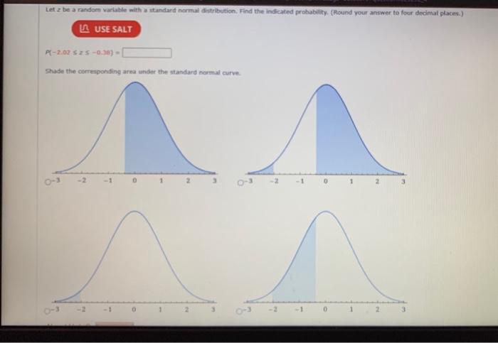 Solved Shade the corresponding area under the standard | Chegg.com