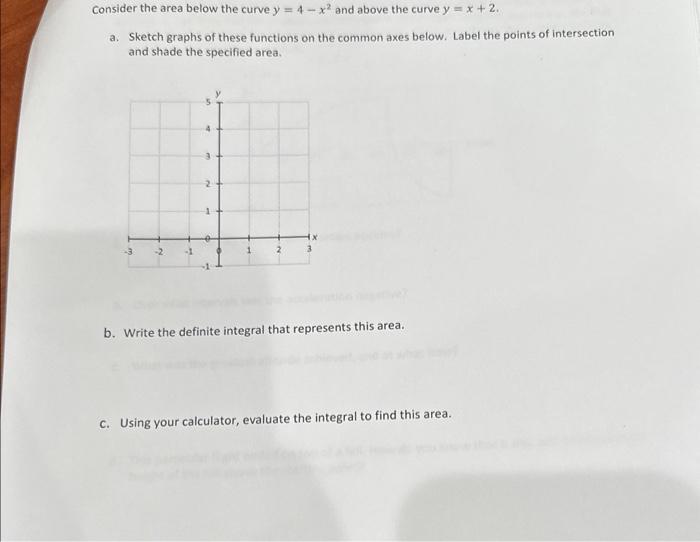 Solved Consider the area below the curve y=4−x2 and above | Chegg.com