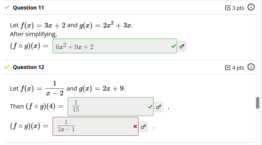 Solved Question 11Let f(x)=3x+2 ﻿and g(x)=2x2+3x.After | Chegg.com
