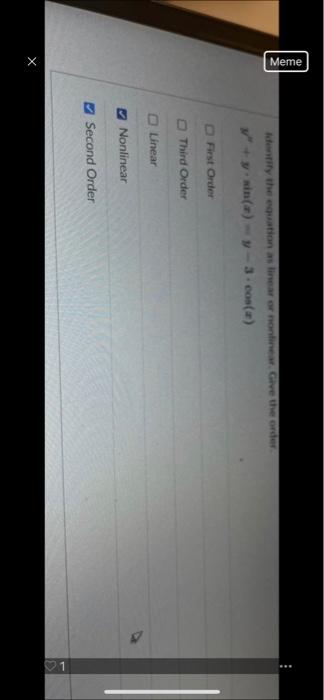 Solved Adenstify the equation as lirear or nonline ar. Give | Chegg.com