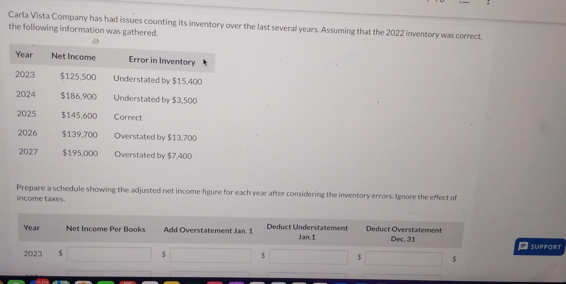 Solved Carla Vista Company has had issues counting its | Chegg.com