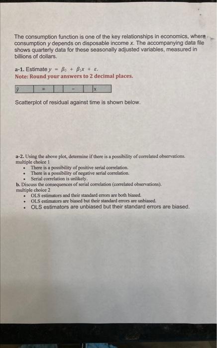 Solved The consumption function is one of the key | Chegg.com