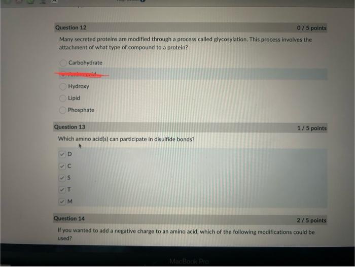 Solved 12. Many secreted proteins are modified through a | Chegg.com