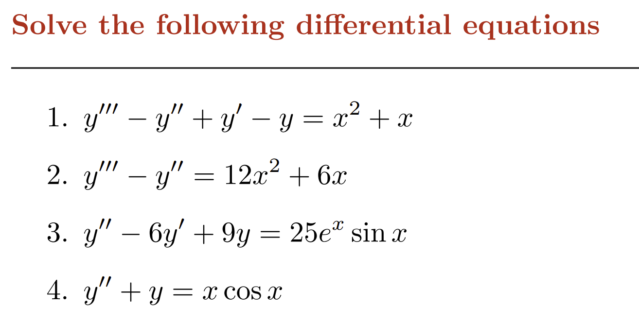 Solved Solve the following differential | Chegg.com