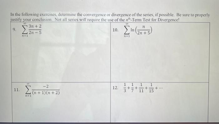 Solved In the following exercises, determine the convergence | Chegg.com
