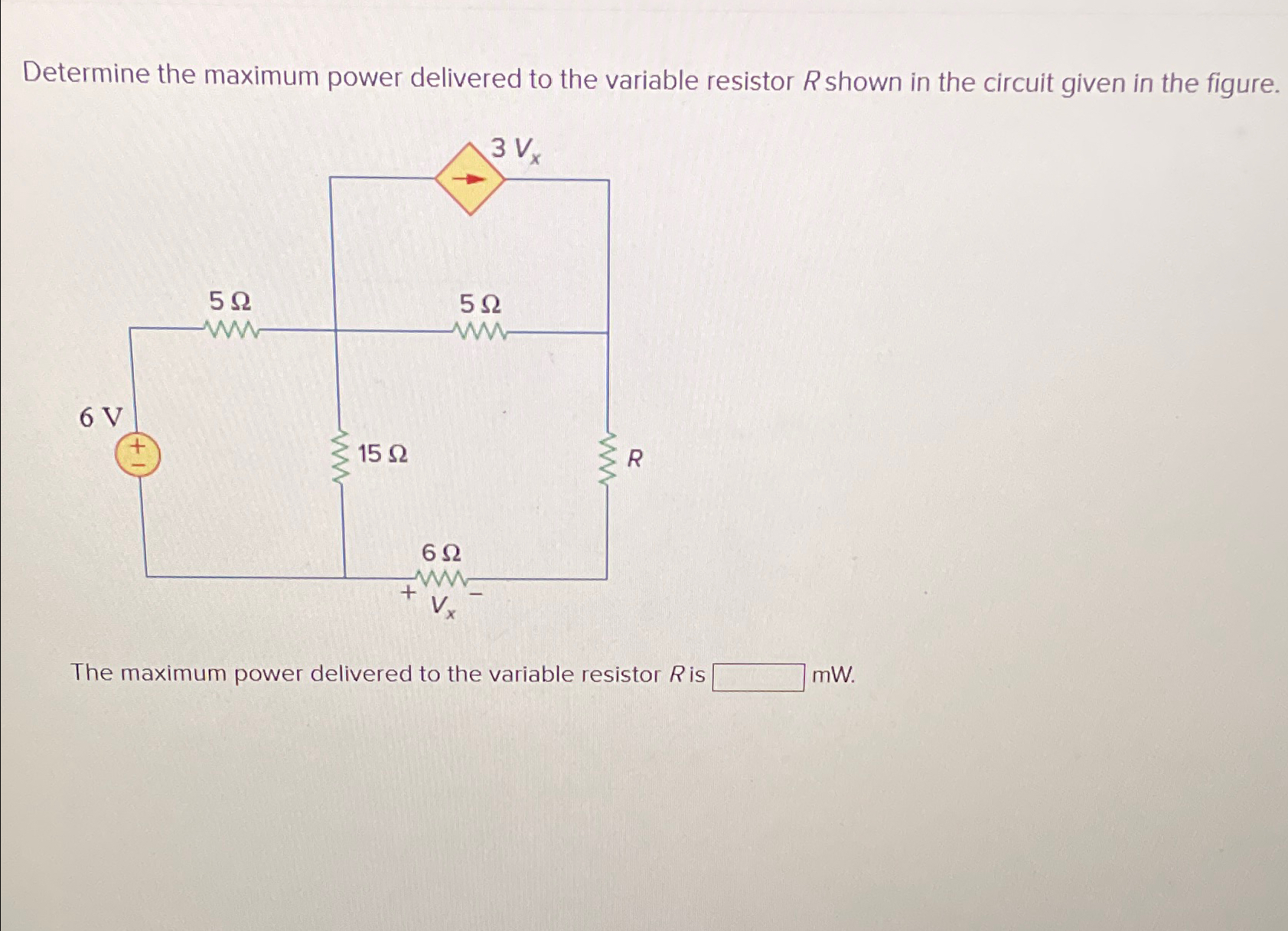 Solved Determine the maximum power delivered to the variable | Chegg.com