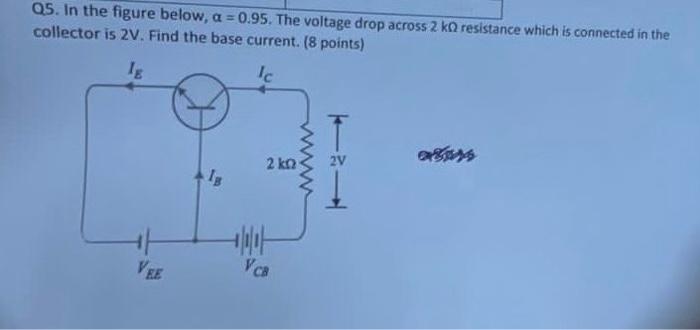 Solved Q5. In the figure below, α=0.95. The voltage drop | Chegg.com