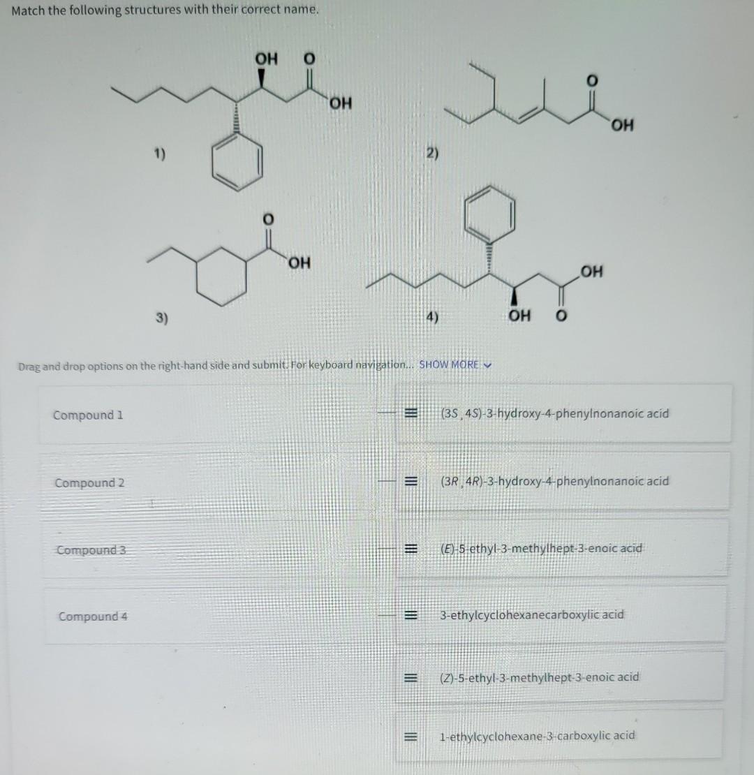 Solved Match the following structures with their correct | Chegg.com