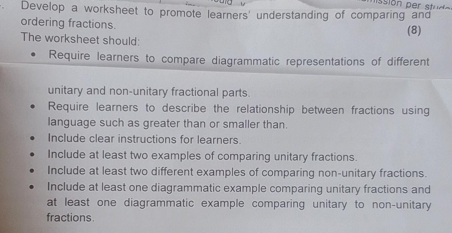 Solved Develop a worksheet to promote learners' | Chegg.com