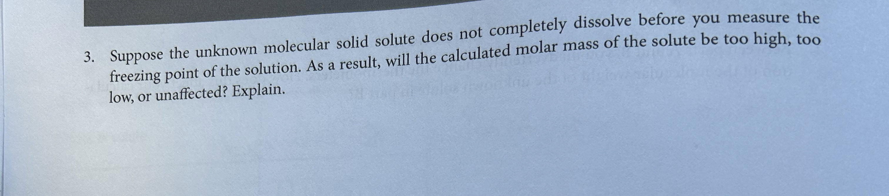 Solved Suppose the unknown molecular solid solute does not | Chegg.com