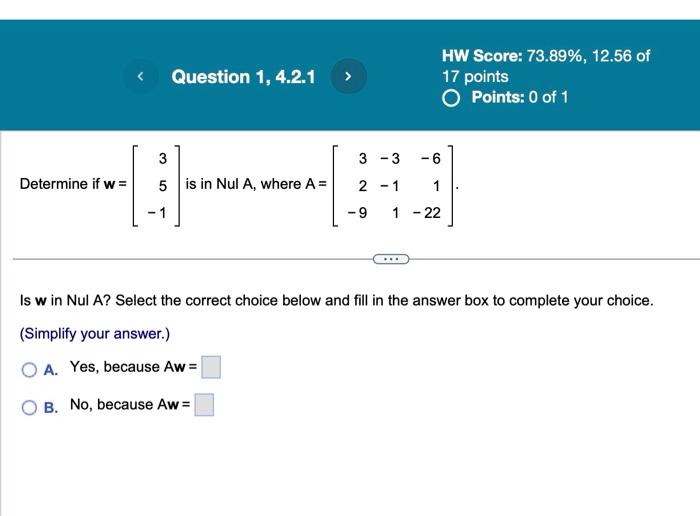 Solved Find an explicit description of Nul A by listing | Chegg.com