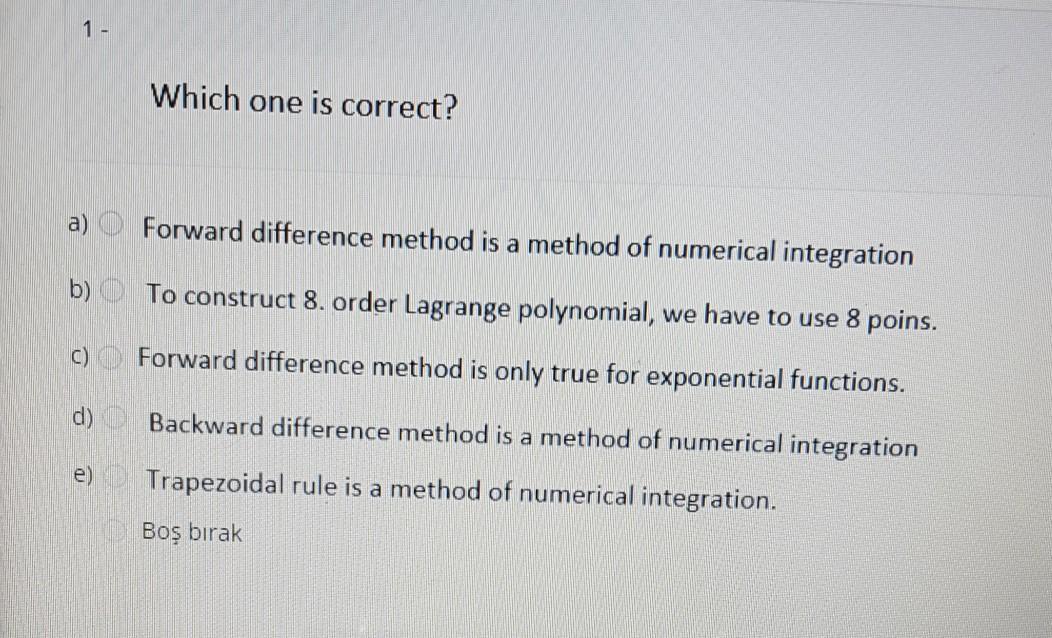 Solved 1 - Which one is correct? a) Forward difference | Chegg.com