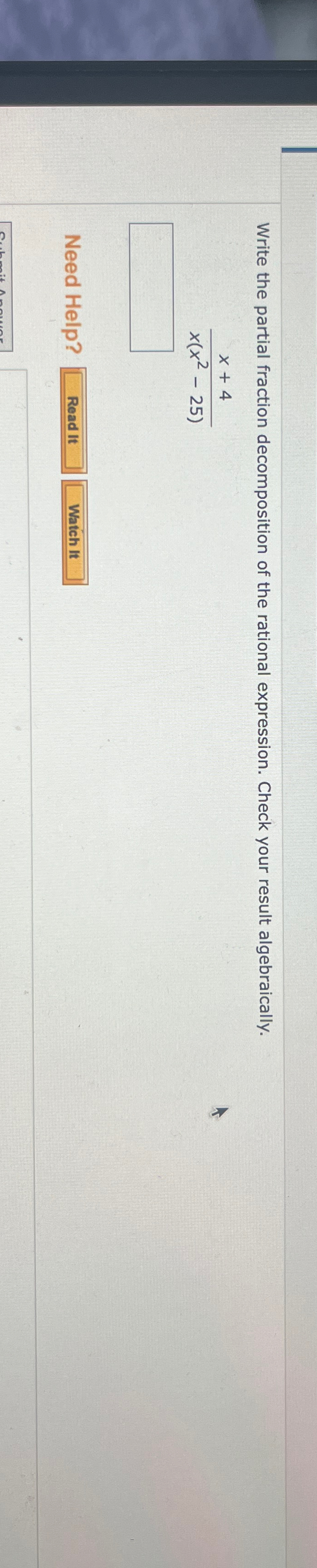 Solved Write the partial fraction decomposition of the | Chegg.com