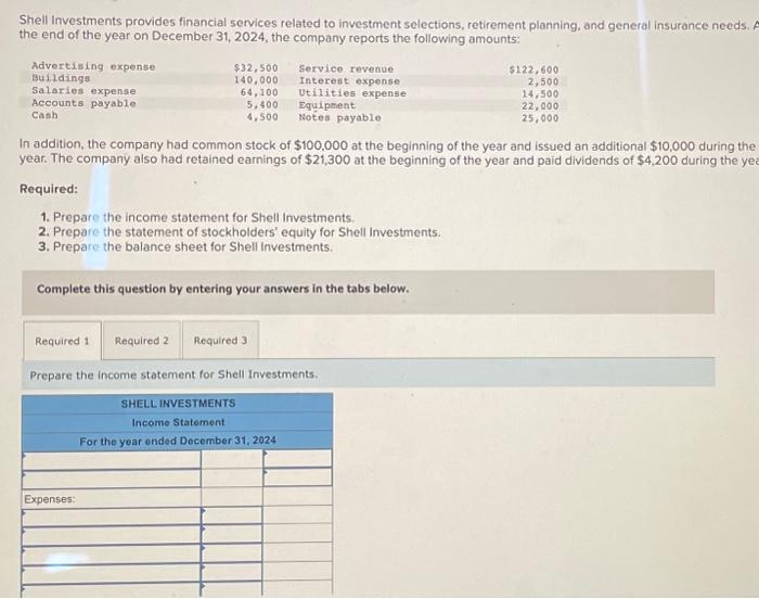 Solved Shell investments provides financial services related | Chegg.com