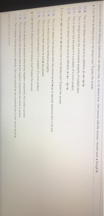 Solved Determine whether the following statements are always | Chegg.com