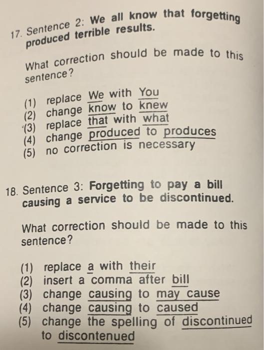 Solved 17. Sentence 2: We all know that forgetting What | Chegg.com