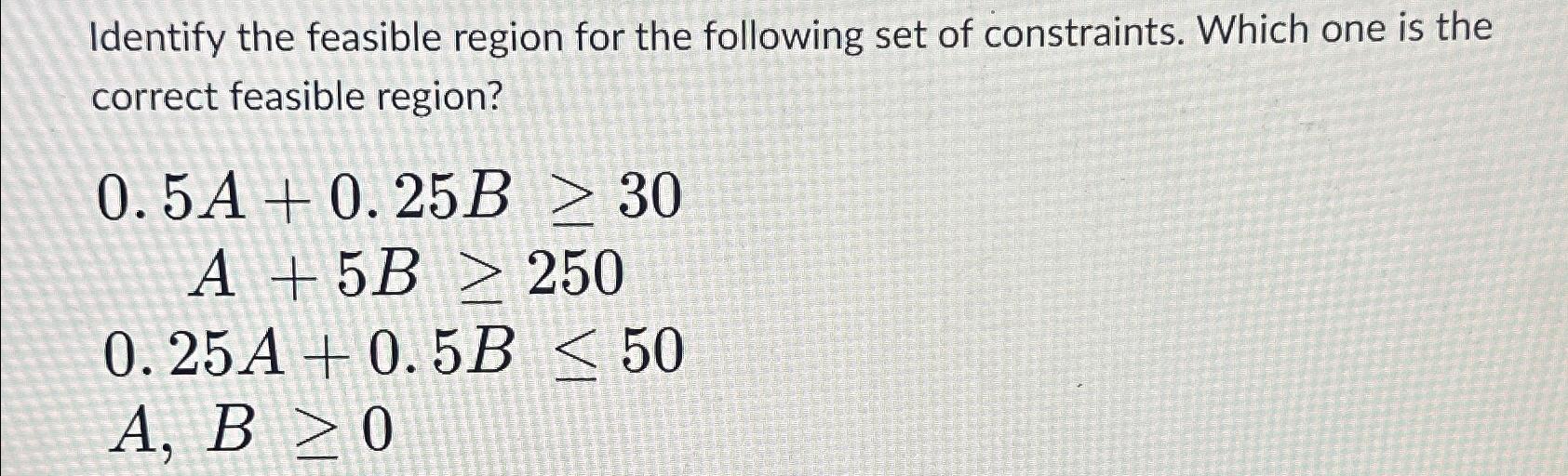 Solved Identify the feasible region for the following set of | Chegg.com