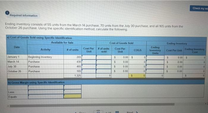 Solved Ending inventory consists of 55 units from the | Chegg.com