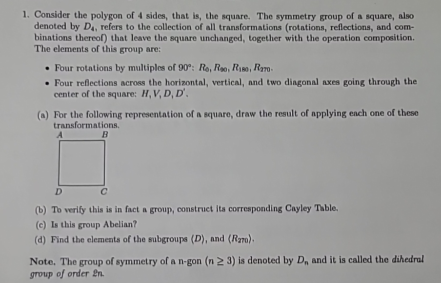 Solved Consider the polygon of 4 ﻿sides, that is, ﻿the | Chegg.com