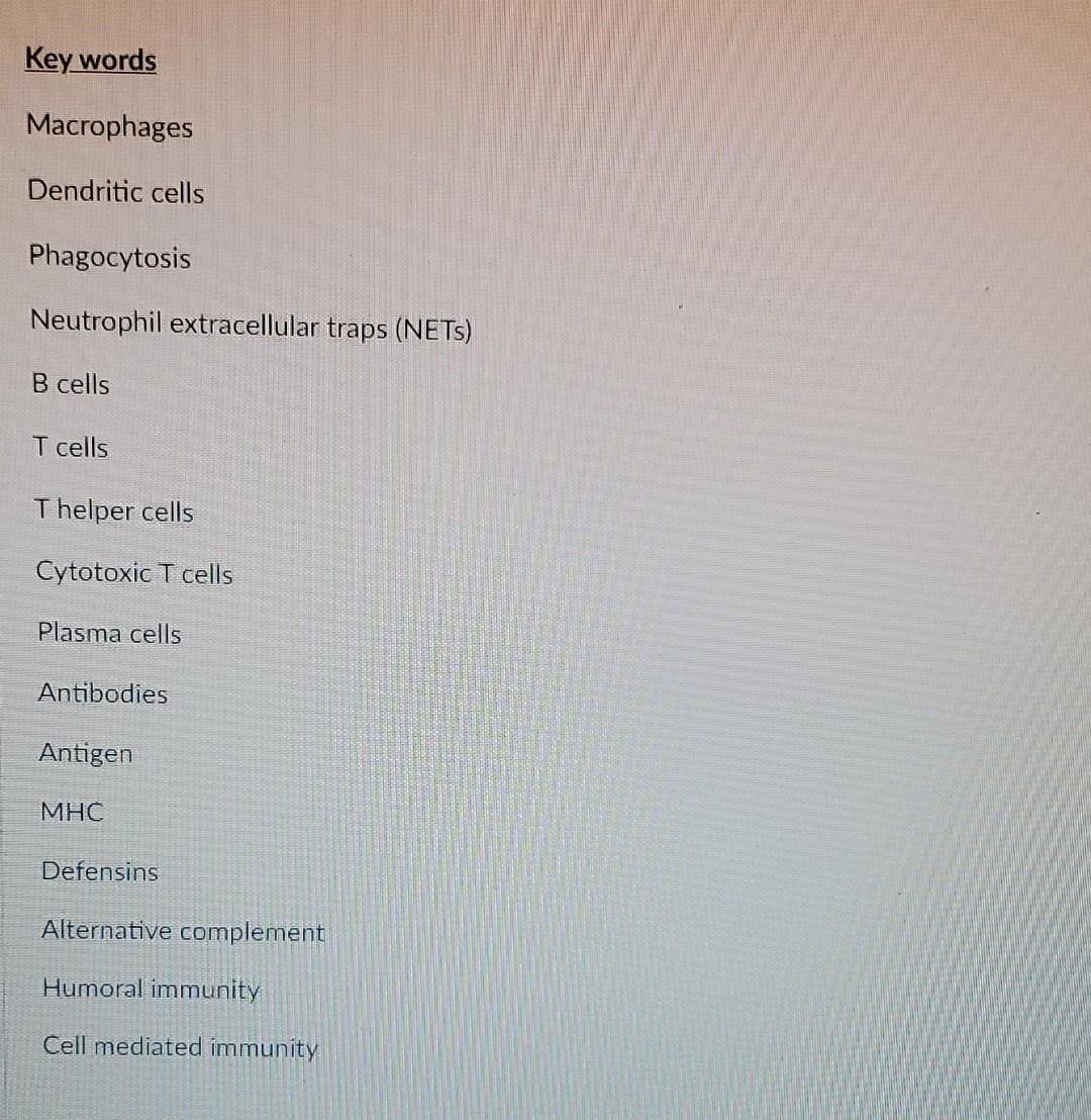 Solved Create a concept map about the immune system using | Chegg.com