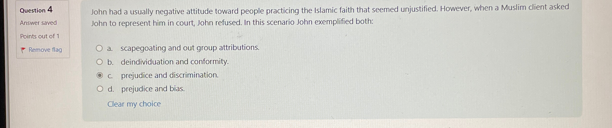 Solved Question 4Answer savedPoints out of 1Remove flagJohn | Chegg.com